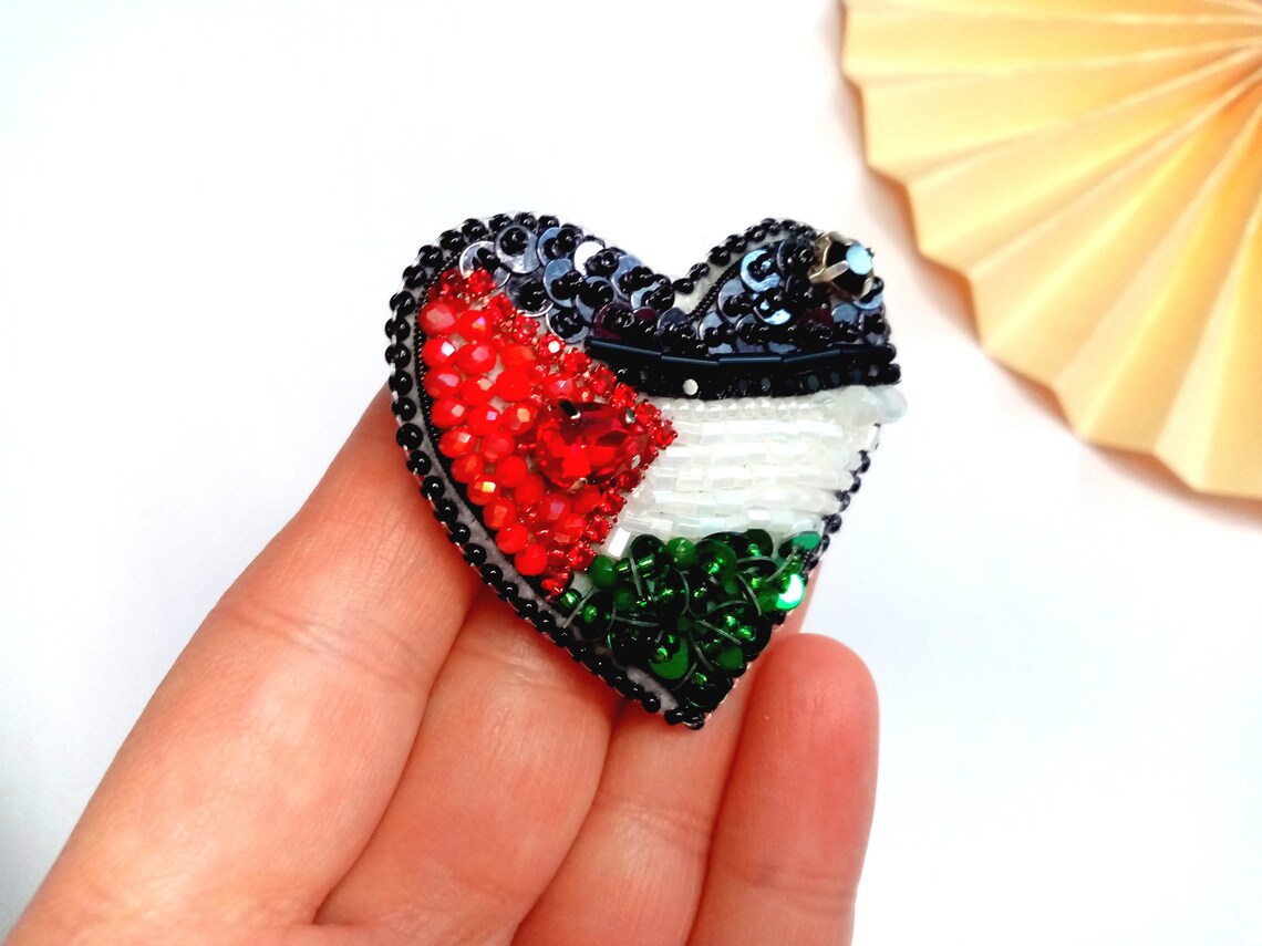 Palestine Flag Brooch Free Palestine Bead Embroidered Flag - Etsy