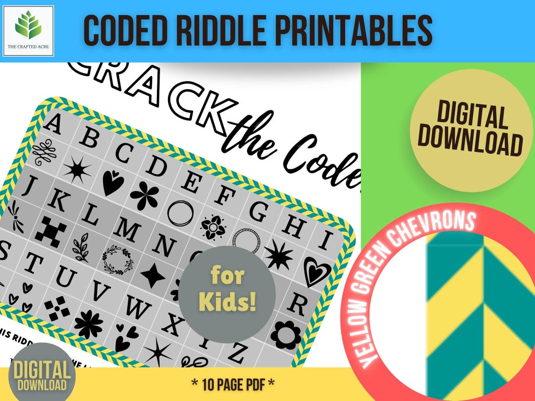 Riddle Puzzle Printables for Kids, Coded With a Picture-based Legend. DIY Printable Riddle ...