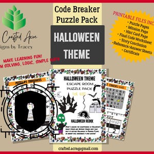 12 Puzzle Escape Room for Kids, Halloween Theme Escape Room Printable ...