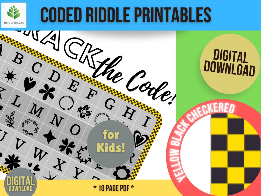 Riddle Puzzle Printables for Kids, Coded With a Picture-based Legend ...
