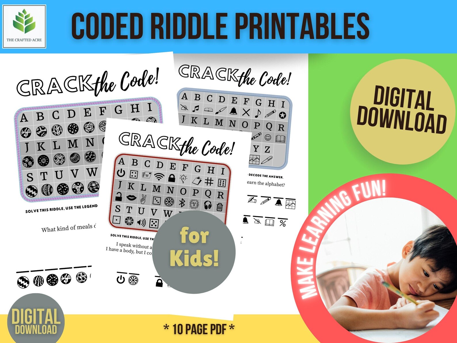 Riddle Puzzle Printables for Kids, Coded With a Picture-based Legend ...