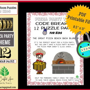 12 Puzzle Escape Room for Kids, Pizza Theme Escape Room Printable ...
