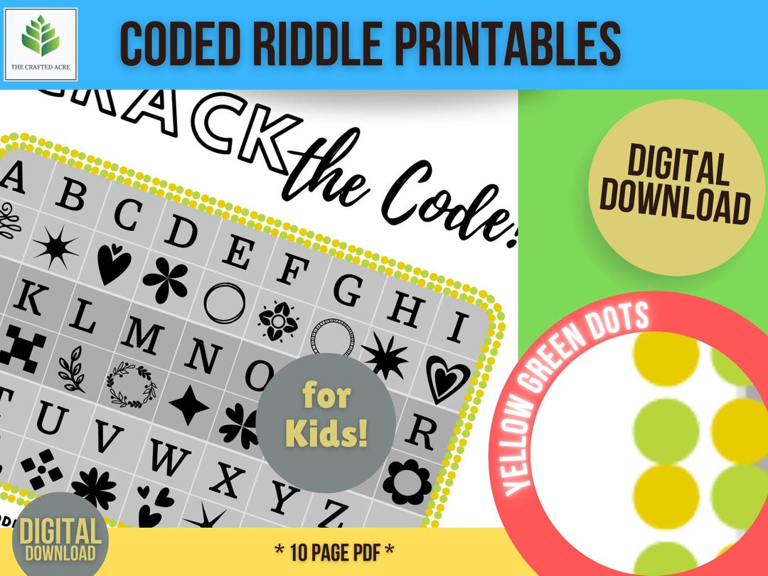 Riddle Puzzle Printables for Kids, Coded With a Picture-based Legend ...