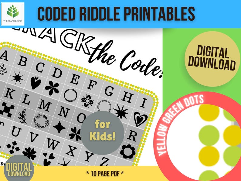 Riddle Puzzle Printables for Kids, Coded With a Picture-based Legend ...