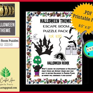 12 Puzzle Escape Room for Kids, Halloween Theme Escape Room Printable ...