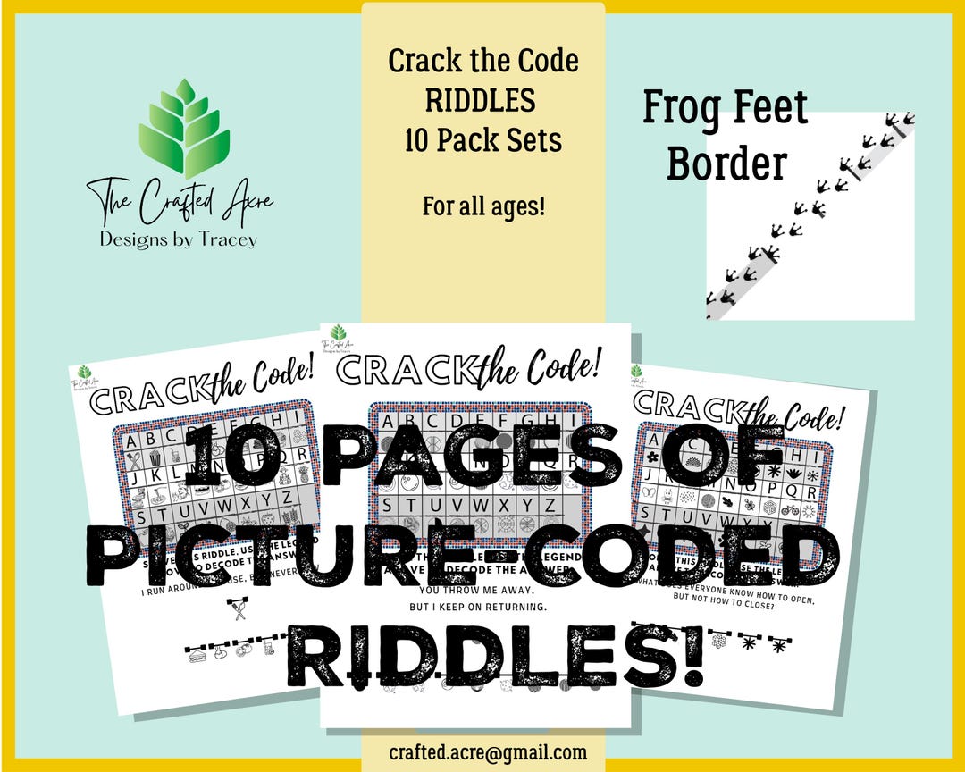 Printable Crack the Code 10 Riddle Puzzle Pack, DIY Printable Game, Solve Riddles in Picture ...