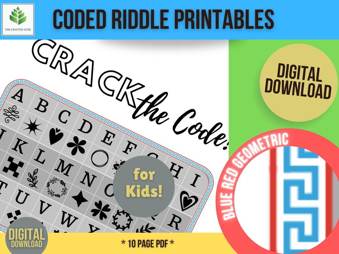 Riddle Puzzle Printables for Kids, Coded With a Picture-based Legend ...