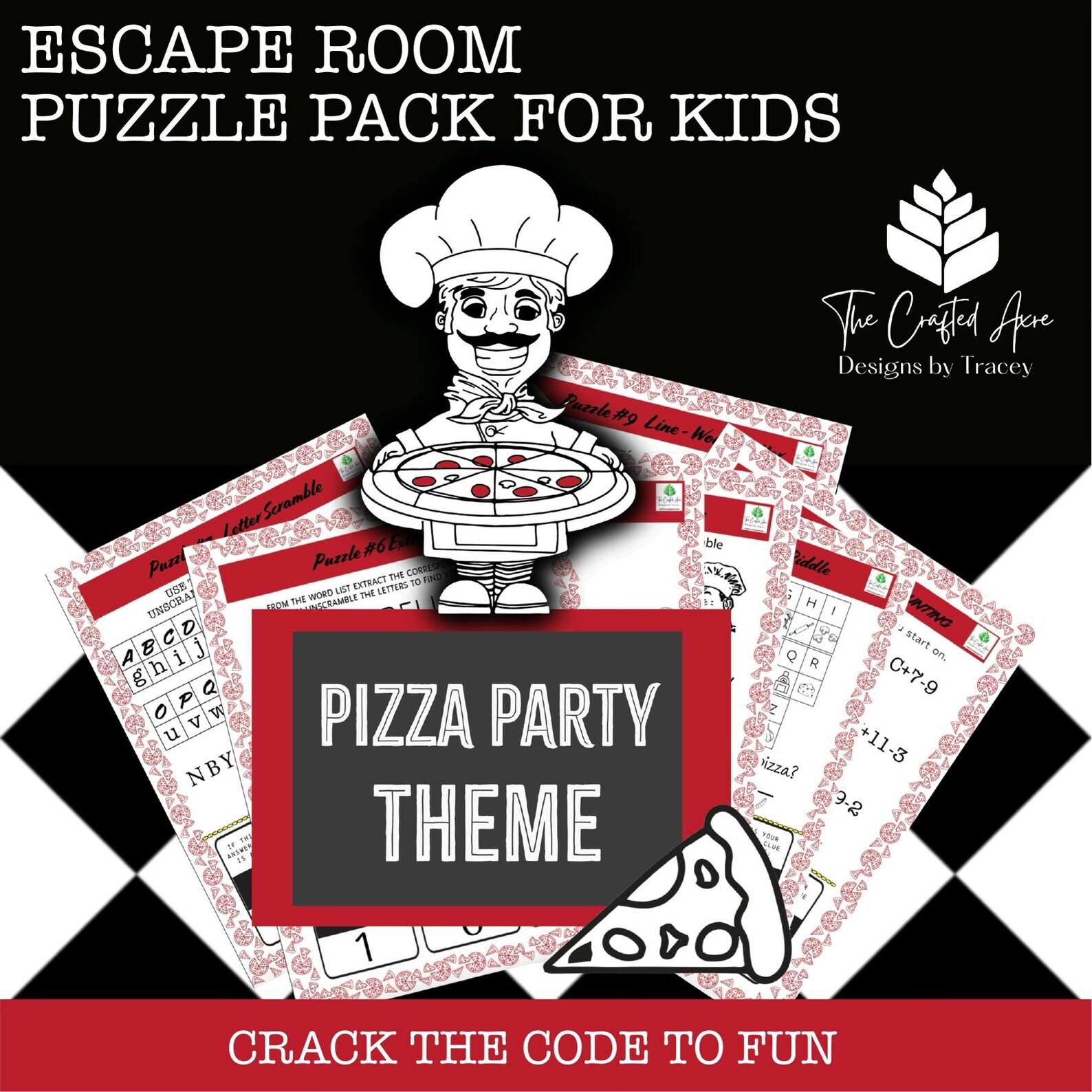 12 Puzzle Escape Room for Kids, Pizza Theme Escape Room Printable ...
