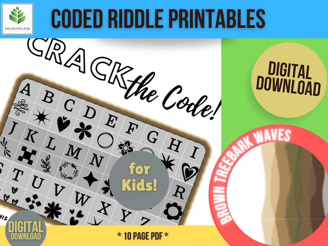 Riddle Puzzle Printables for Kids, Coded With a Picture-based Legend ...