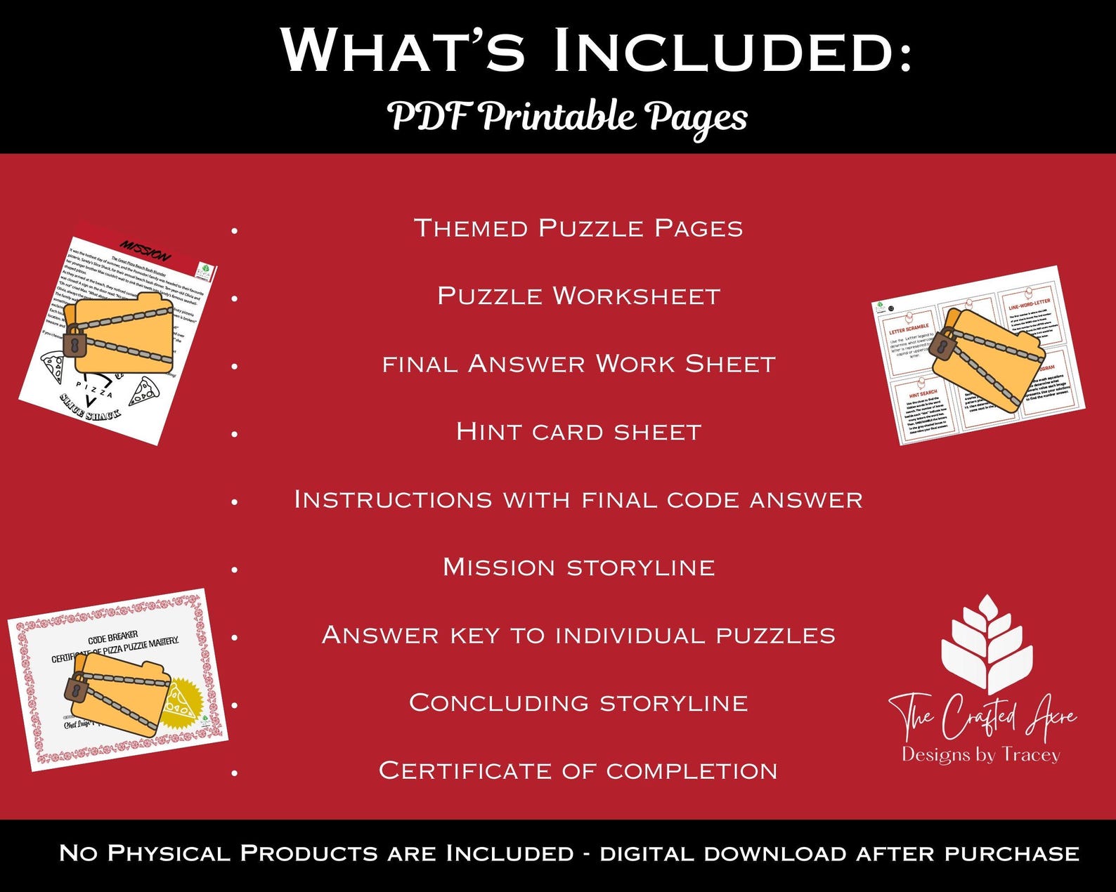 6 Puzzle Escape Room for Kids, Pizza Theme Escape Room Printable ...