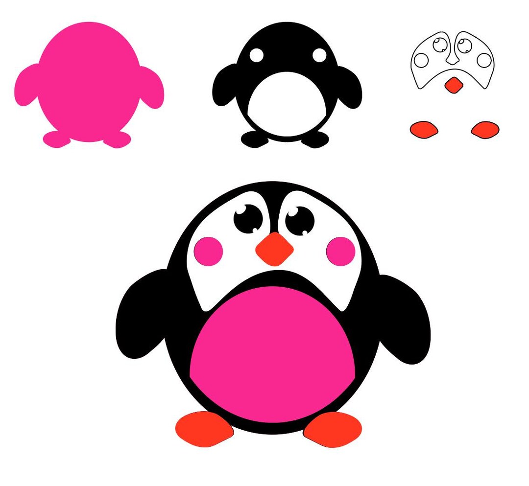 Multilayer Cute 3D Penguin, Layered Cute Penguin SVG, Cartoon Penguin ...