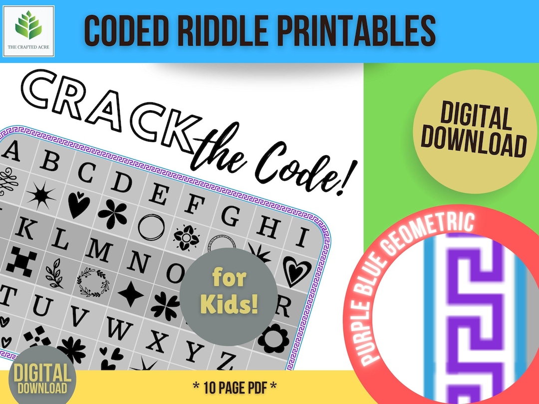 Riddle Puzzle Printables for Kids, Coded With a Picture-based Legend ...