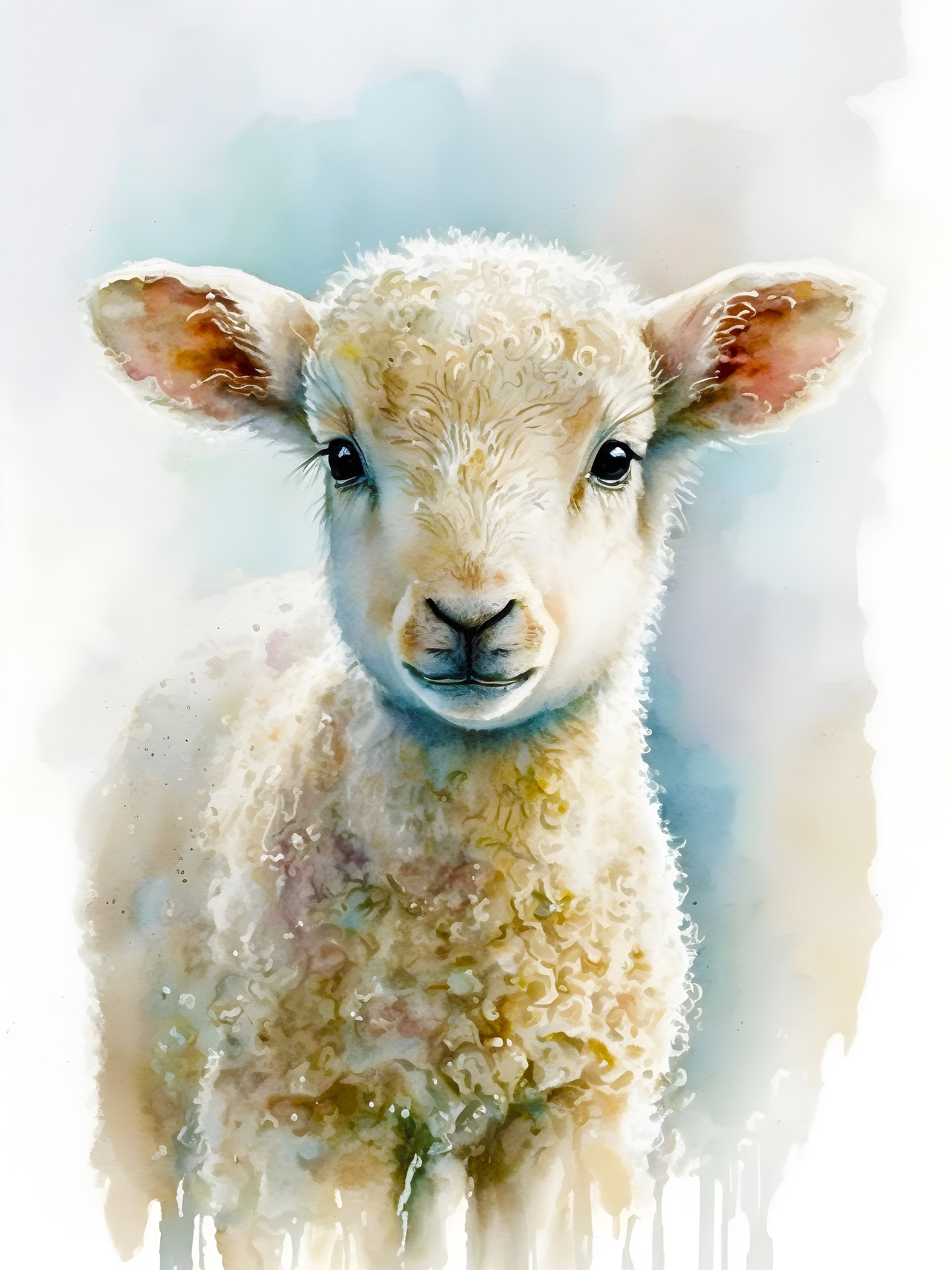 Watercolor Baby Lamb Nursery Wall Art | Minimalist Art | Simple ...
