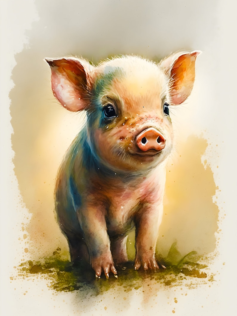 Pig Painting | Pig Oil Painting | Pig Wall Hanging Poster | Farm Animal ...