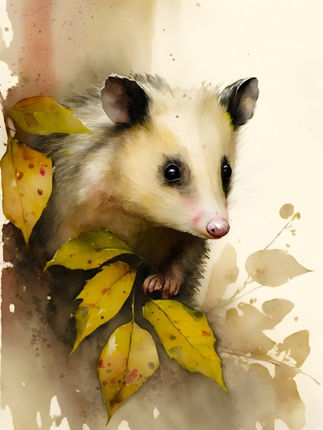 Opossum Print | Opossum Nursery Wall Art | Cute Opossum | Forest Animal ...