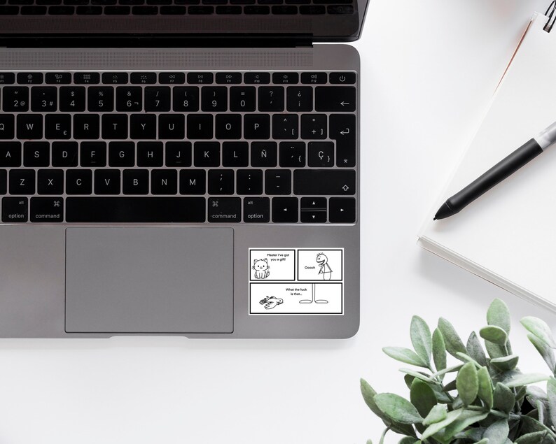 Funny Cat Meme Webcomic Sticker, Monochrome Sticker, Cat Lover Gift ...