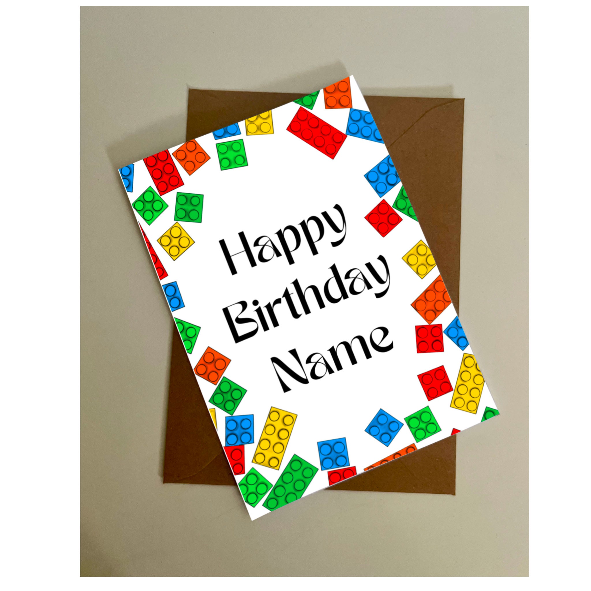 Personalised Lego Birthday Card, Lego Bricks, Any Name, A5,A6 Size ...