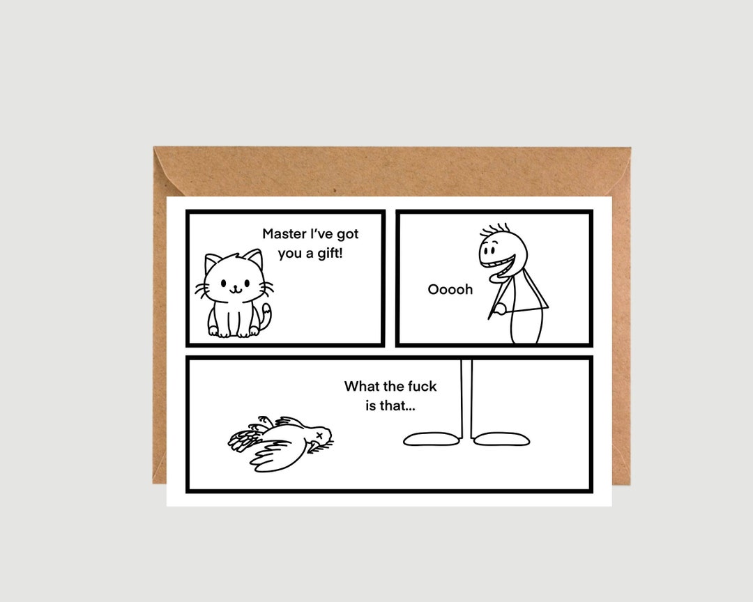 Funny Cat Meme Webcomic Card, A5,A6 Size, Handmade Greeting Card ...