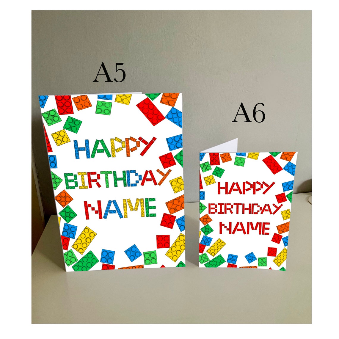 Personalised Lego Birthday Card, Lego Bricks, Any Name, A5,A6 Size ...