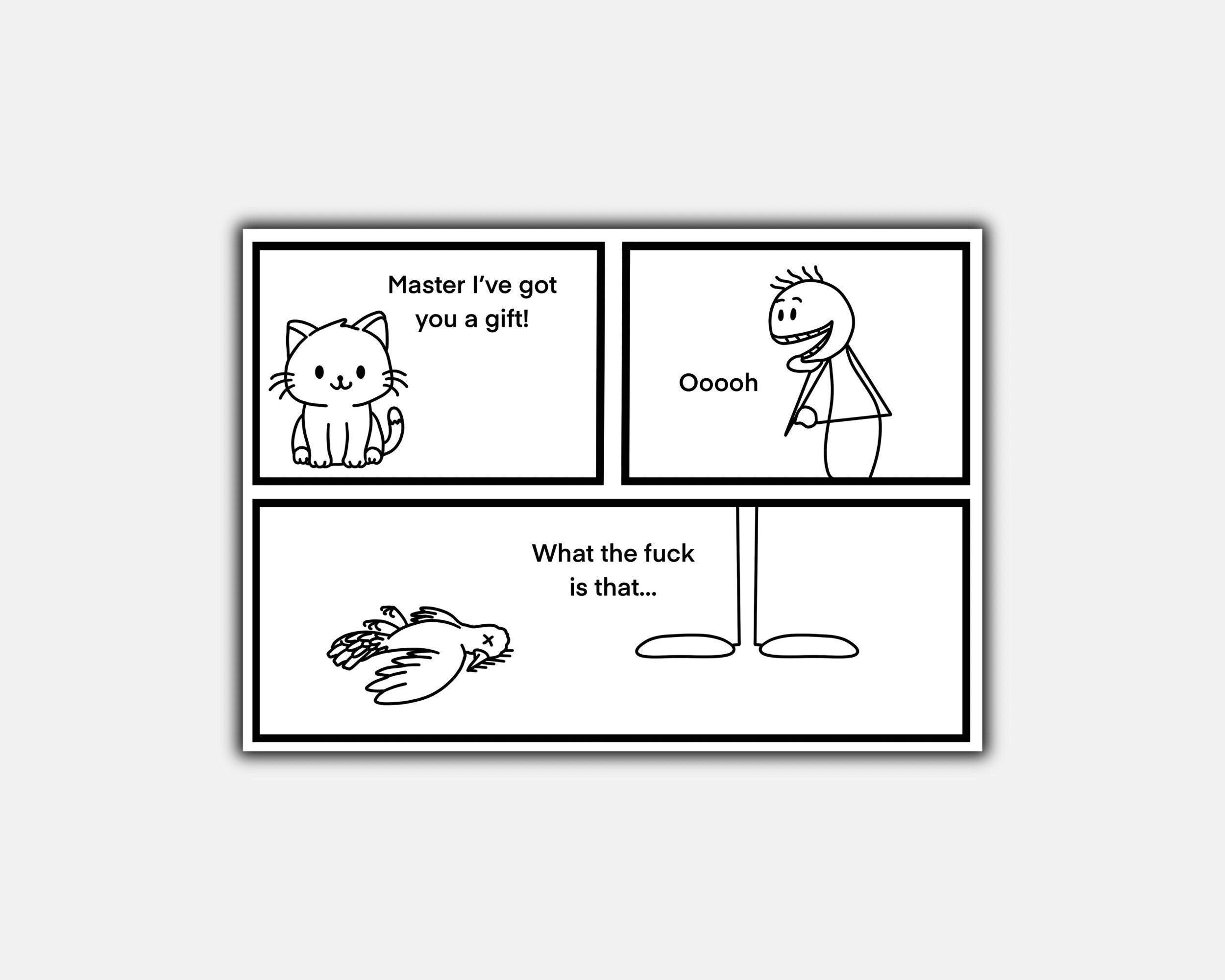 Funny Cat Meme Webcomic Sticker Monochrome Sticker Cat Lover T Handmade Decals For