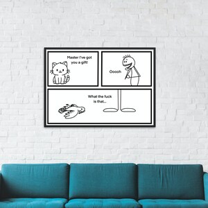 Funny Cat Meme Webcomic Print, Wall Art, Sizes A4 A5 A6, Postcard Art ...