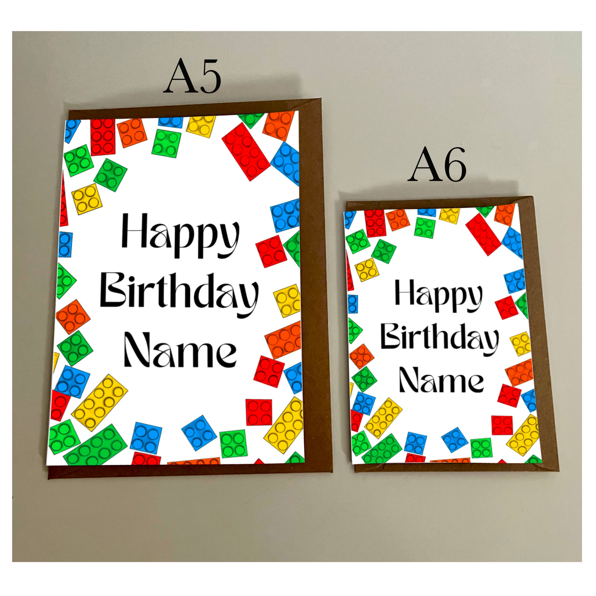 Personalised Lego Birthday Card, Lego Bricks, Any Name, A5,A6 Size ...