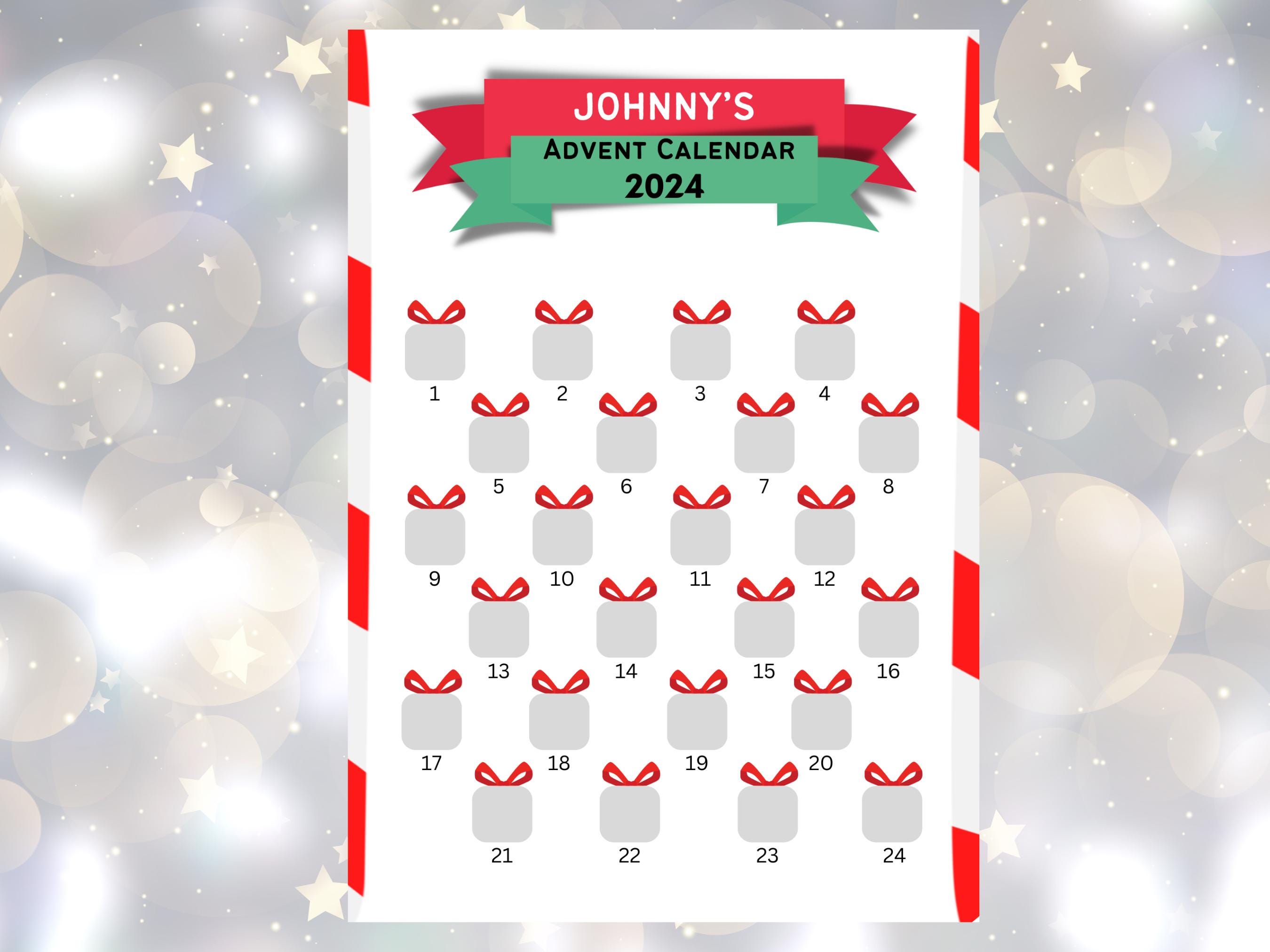 Personalised Scratch off Advent Calendar, Blank DIY, Customised Name ...