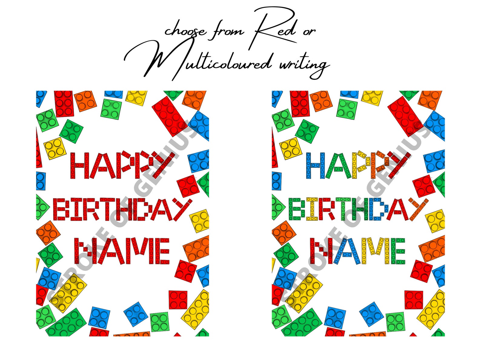 Personalised Lego Birthday Card, Lego Bricks, Any Name, A5,A6 Size ...