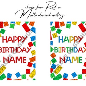 Personalised Lego Birthday Card, Lego Bricks, Any Name, A5,A6 Size ...