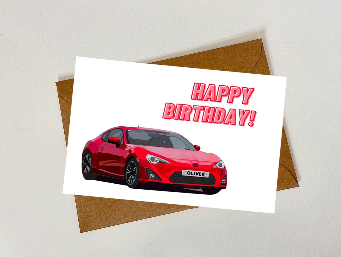 Personalised Toyota GT86 Car Birthday Card, Any Name, A5,A6 Size ...