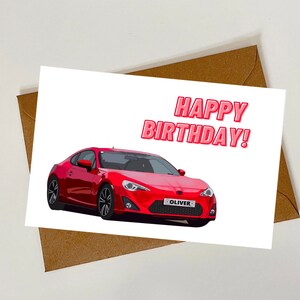 Personalised Toyota GT86 Car Birthday Card, Any Name, A5,A6 Size ...
