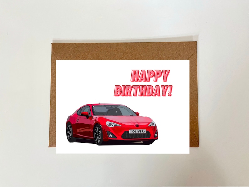 Personalised Toyota GT86 Car Birthday Card, Any Name, A5,A6 Size ...