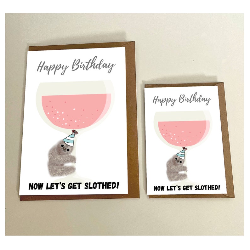 Lets Get Slothed Birthday Card, Funny Sloth, for Her, for Him, Cute ...