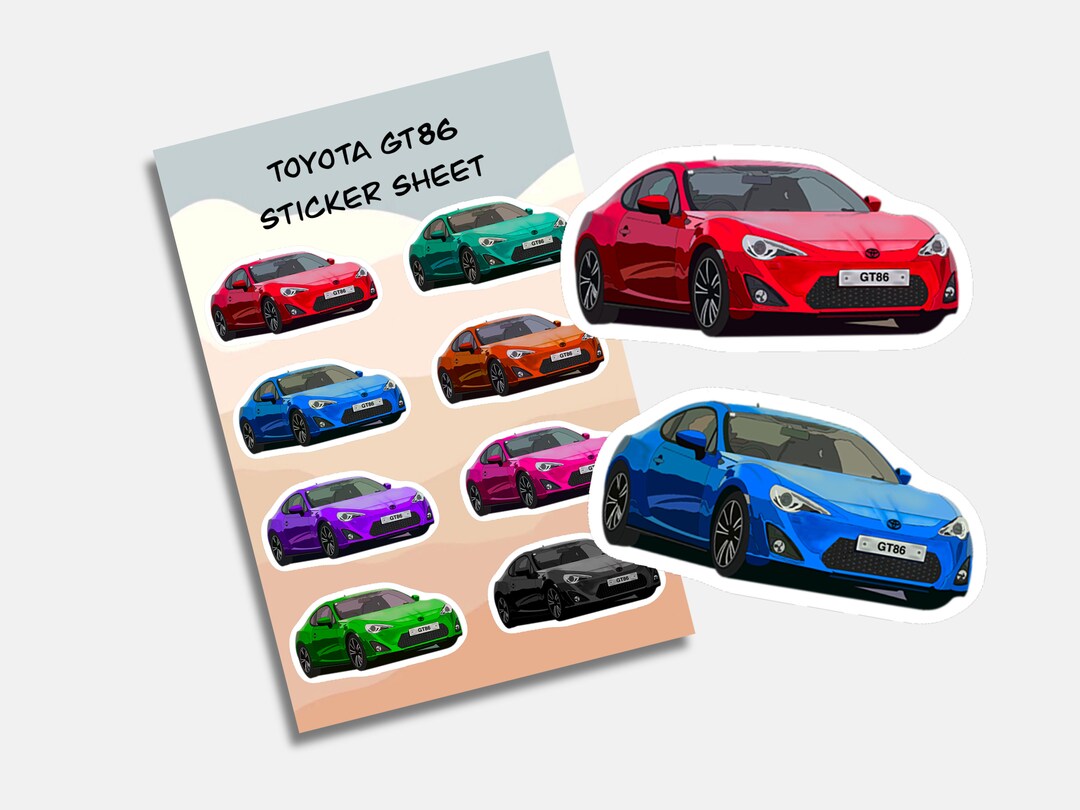 Toyota GT86 Sticker Sheet, Multicoloured, Sports Car, Car Enthusiast ...