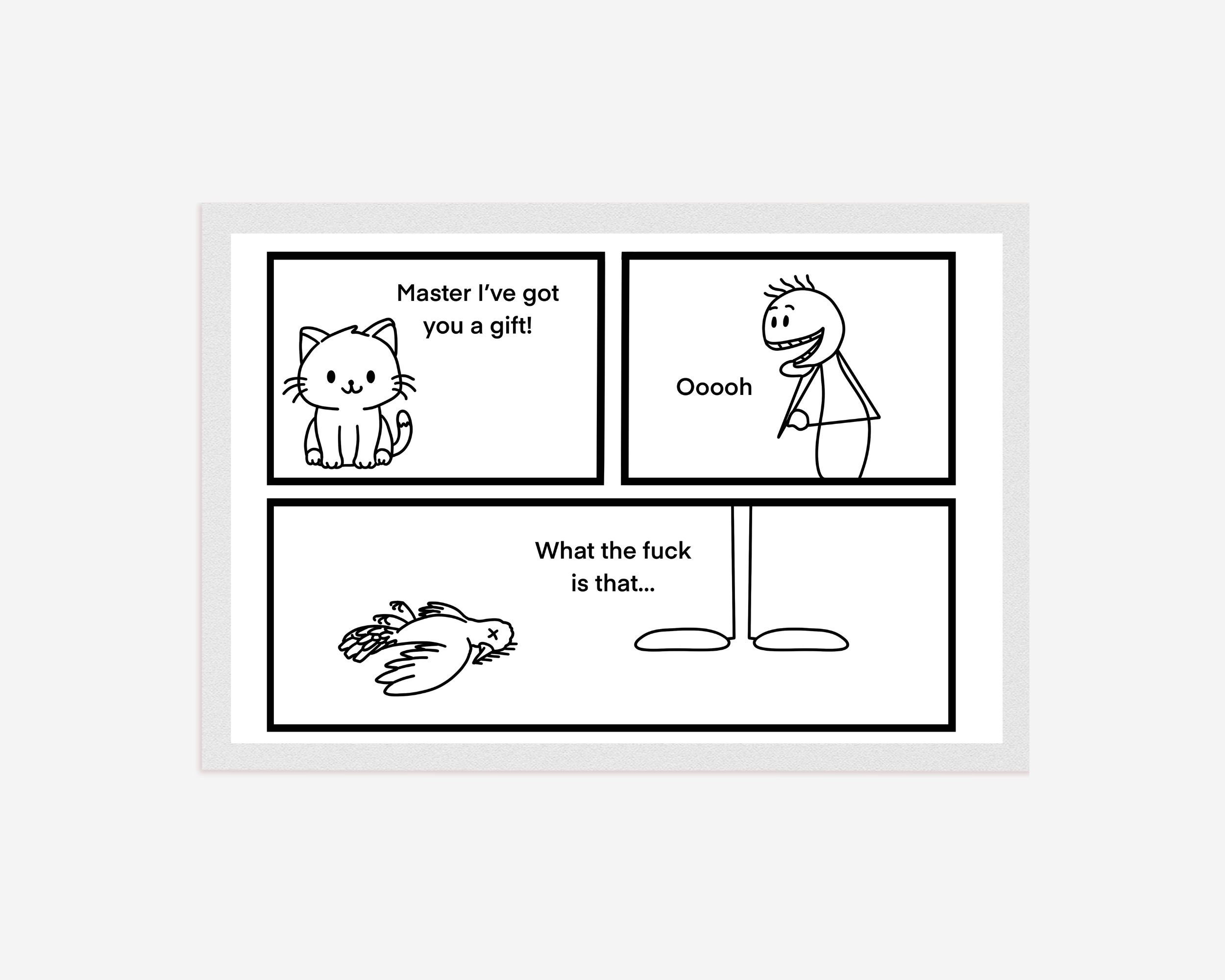Funny Cat Meme Webcomic Print, Wall Art, Sizes A4 A5 A6, Postcard Art ...