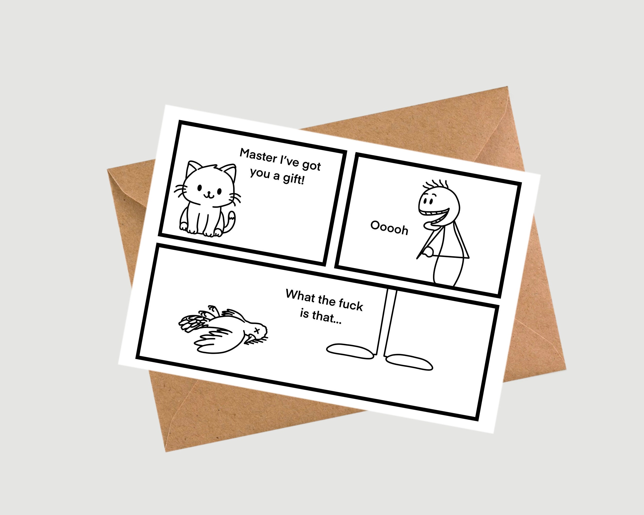 Funny Cat Meme Webcomic Card, A5,A6 Size, Handmade Greeting Card ...