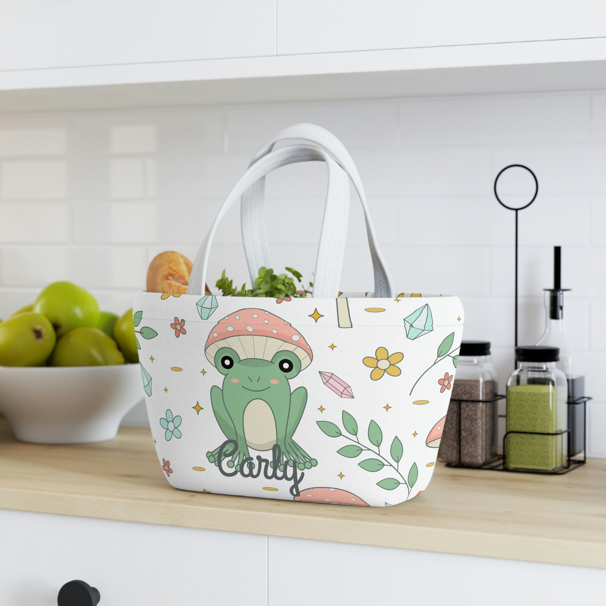 Frogs and Crystals Lunch Bag, Custom Frog Lunch Box, Cute Lunch Bag for ...
