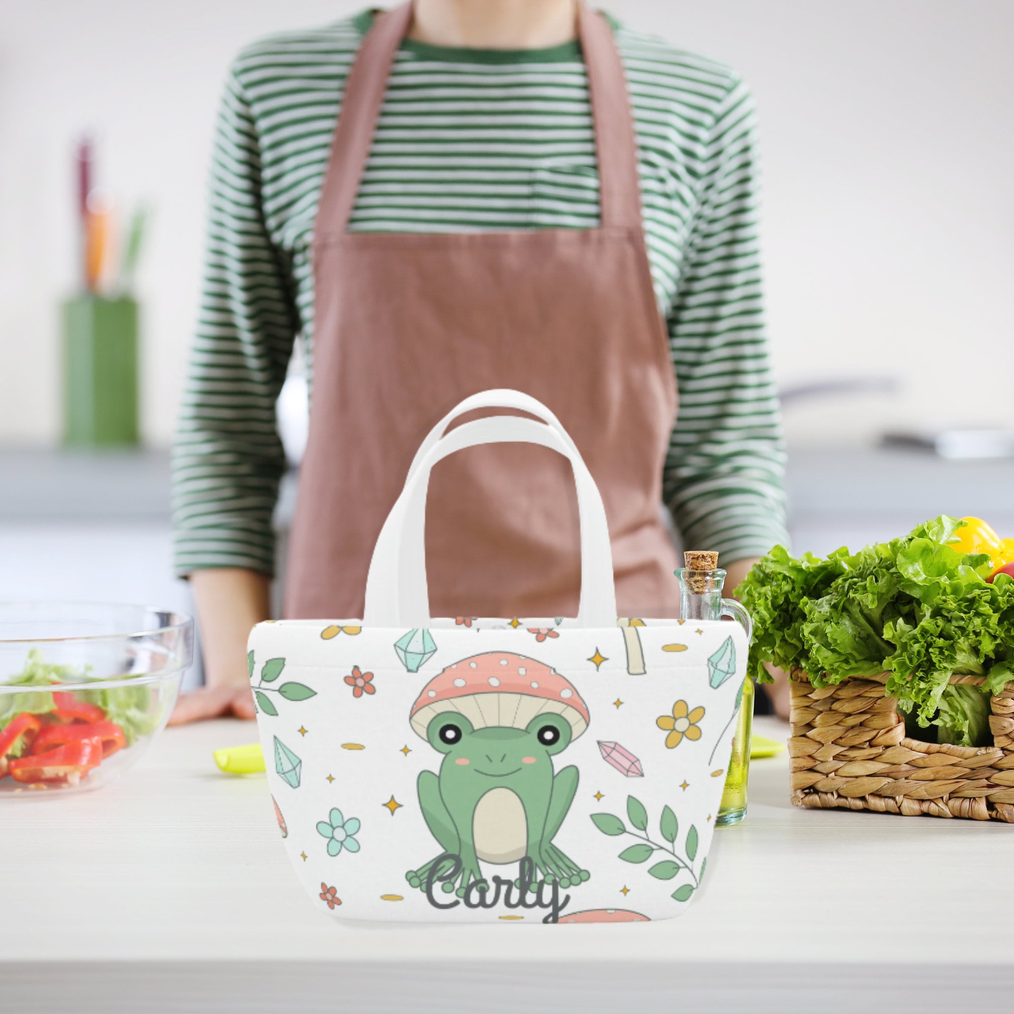 Frogs and Crystals Lunch Bag, Custom Frog Lunch Box, Cute Lunch Bag for ...