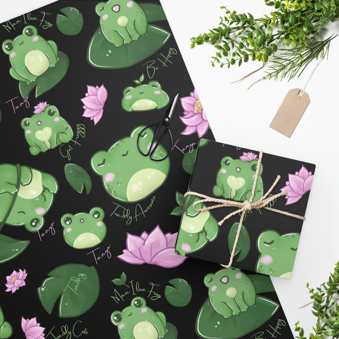 Personalized Frog Wrapping Paper, Custom Frog Gift Paper for Frog ...