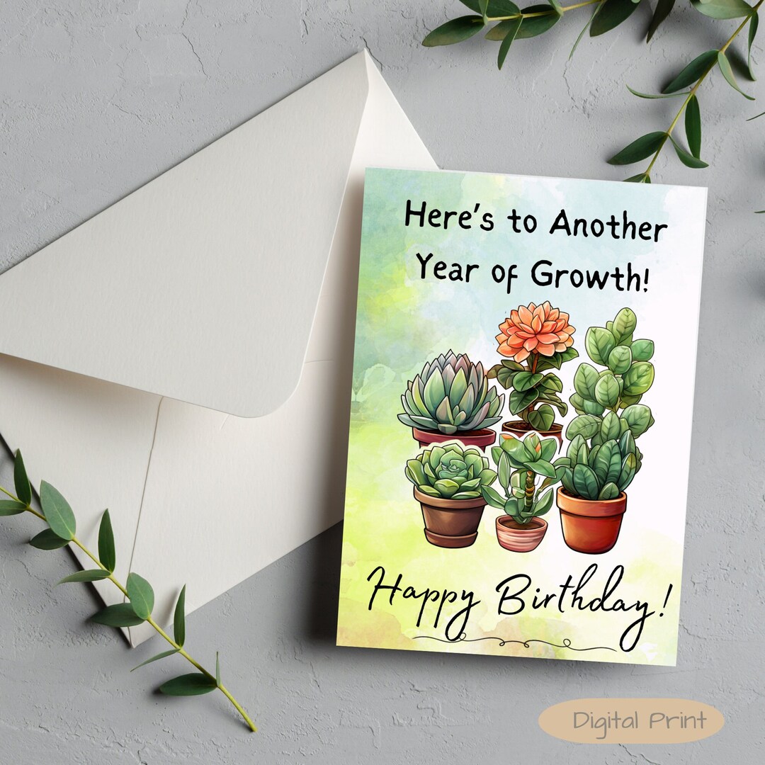 Printable Birthday Card for Plant Lover, Funny Gardening Enthusiast ...