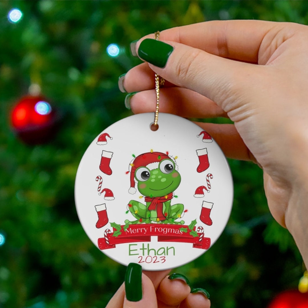 Personalized Christmas Frog Ornament, Custom Frog Lover Christmas Tree ...