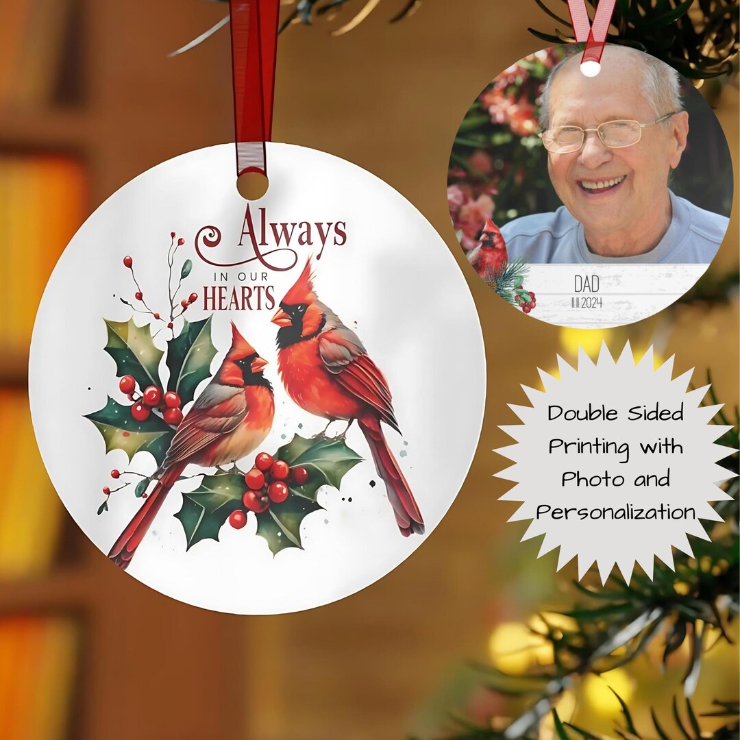 Personalized Cardinal Memorial Photo Ornament, Keepsake Gift - Etsy