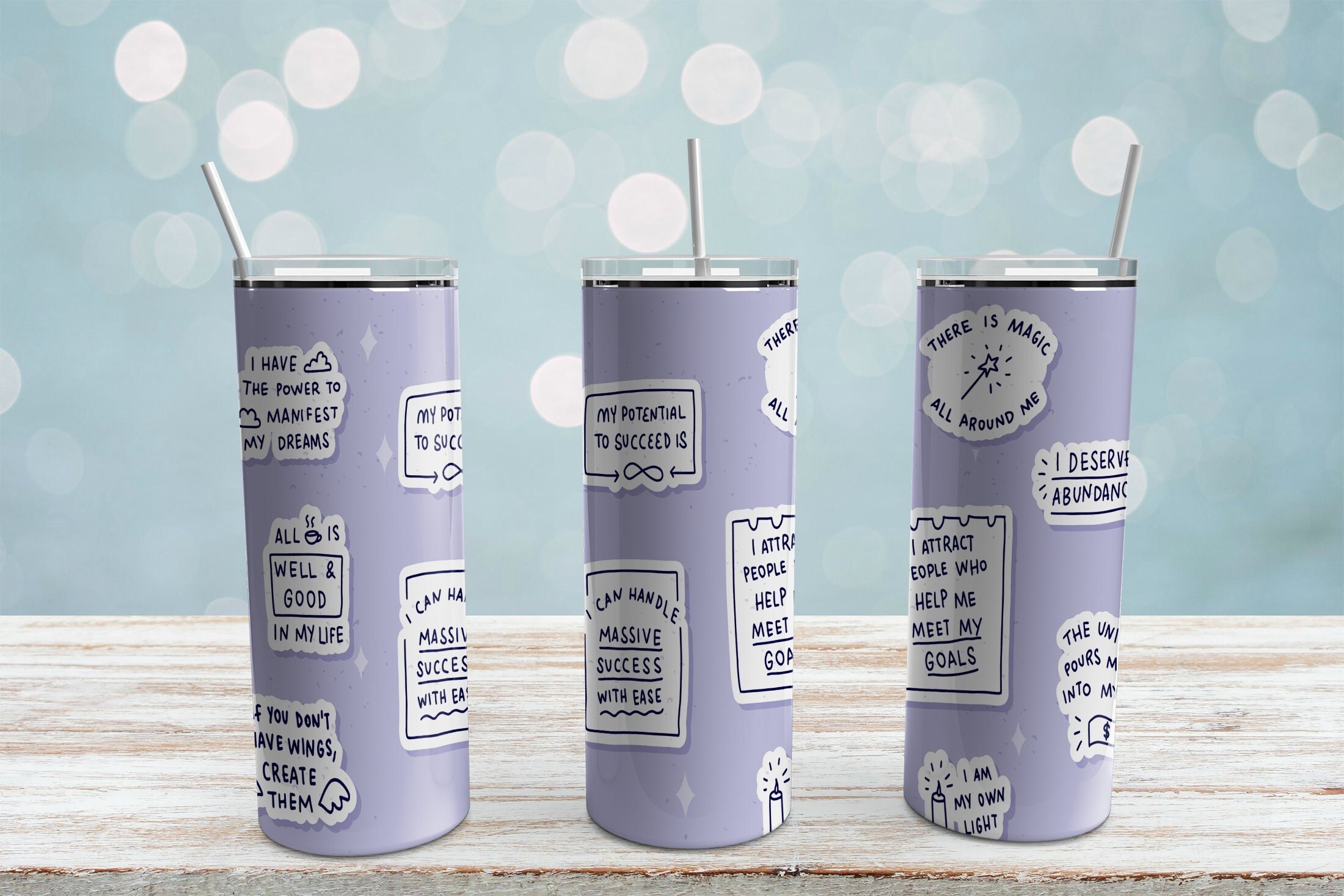 POSITIVE AFFIRMATIONS TUMBLER Wrap Positive Quotes Skinny - Etsy