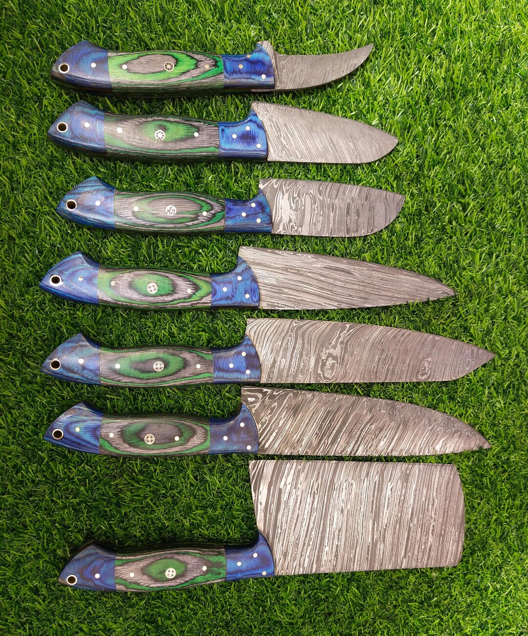 7 PCS Custom Handmade Beautiful Kitchen Knife Set / Chef Set With Wood ...