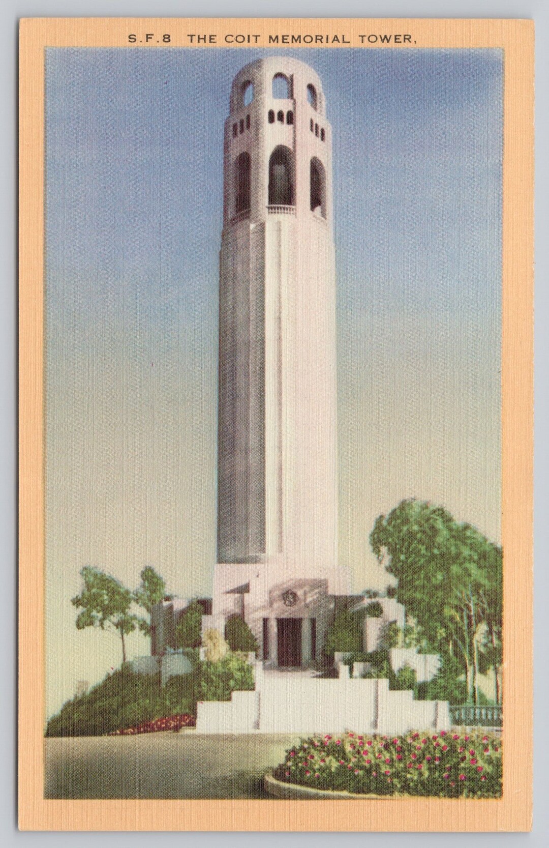 Vintage Postcard, Coit Memorial Tower on Telegraph Hill, San Francisco ...