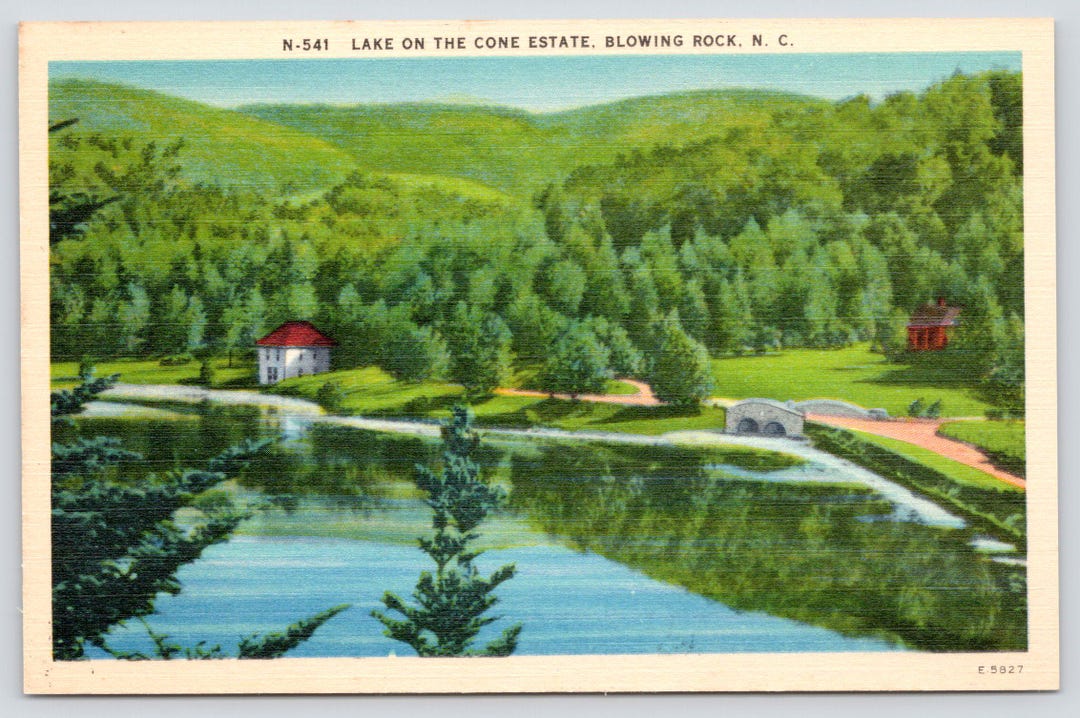 Vintage Postcard, Lake on the Cone Estate, Blowing Rock North Carolina ...