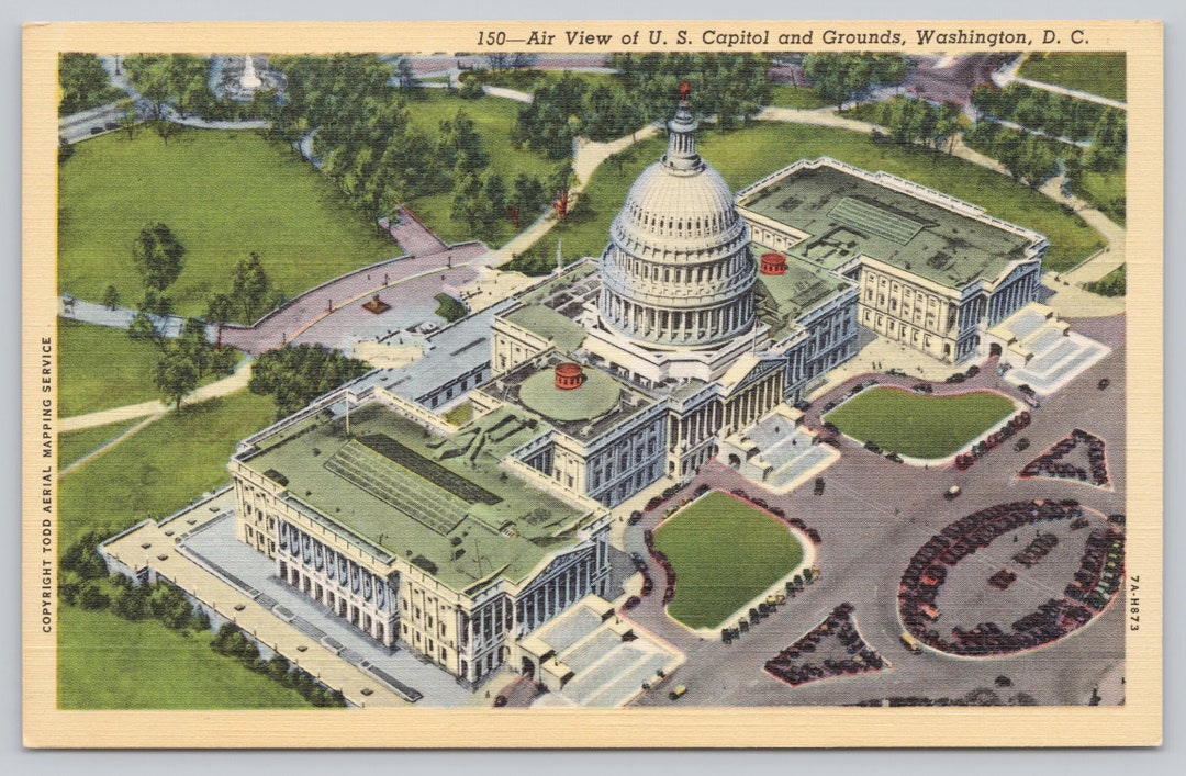 Vintage Postcard, Air View of US Capitol Building and Grounds ...