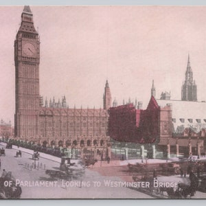 Vintage Postcard, Houses of Parliament, Looking to Westminster Bridge ...