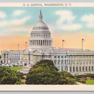 Vintage Postcard, U.S. Capitol Building, Showing Parking Lot ...