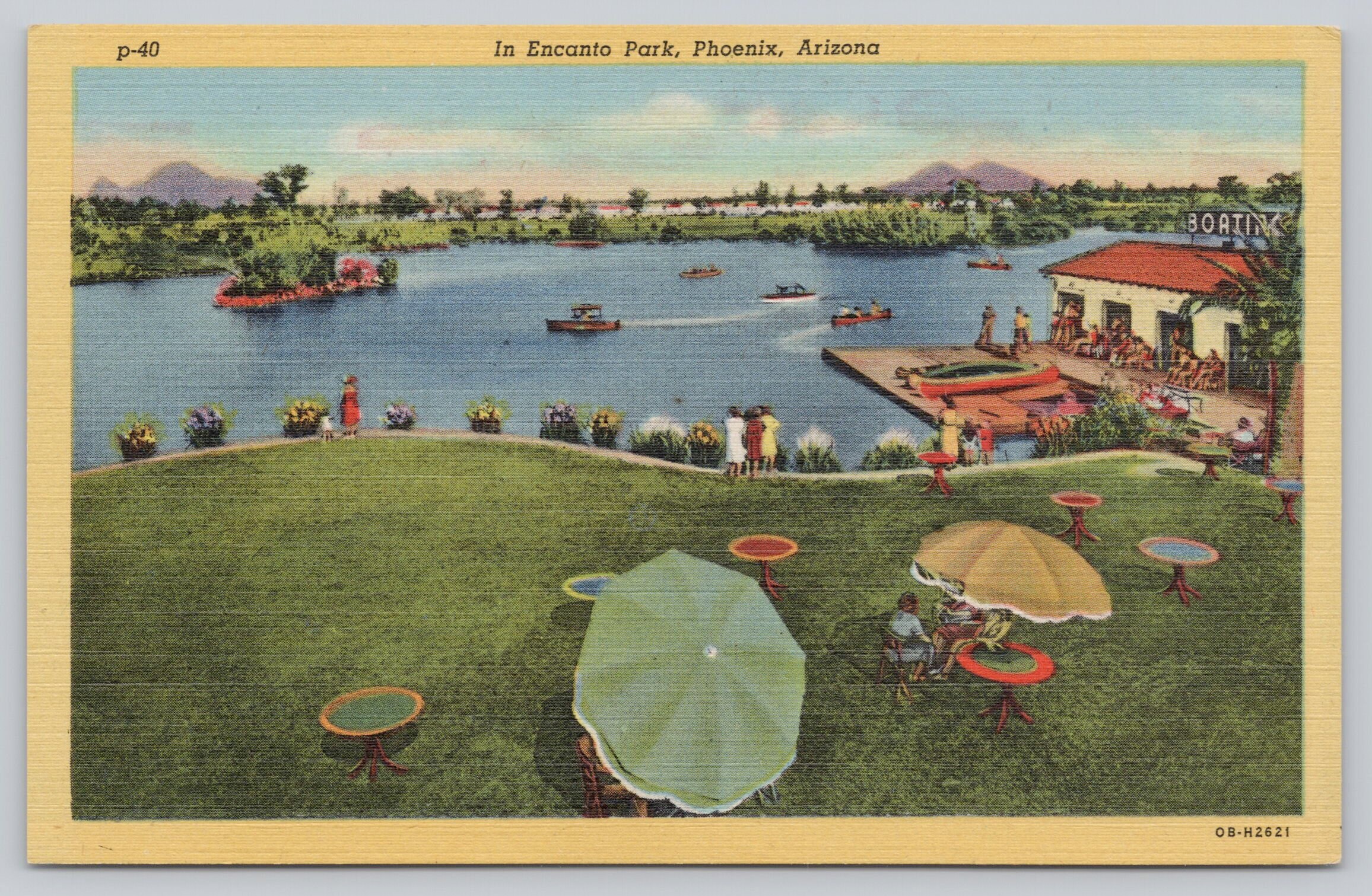 Vintage Postcard, Encanto Park, Phoenix Arizona, Lake, Boating, Boat ...